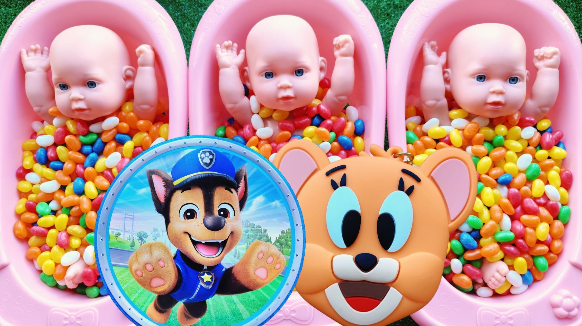 Распаковка банок Щенячий патруль / Ванночки с пупсами / АСМР звуки конфет и игрушек