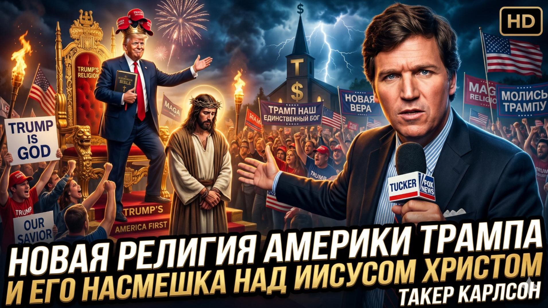 🤯⛪ Такер Карлсон | Америка Трампа создала нового бога. Насмешка над Христом – это норма?