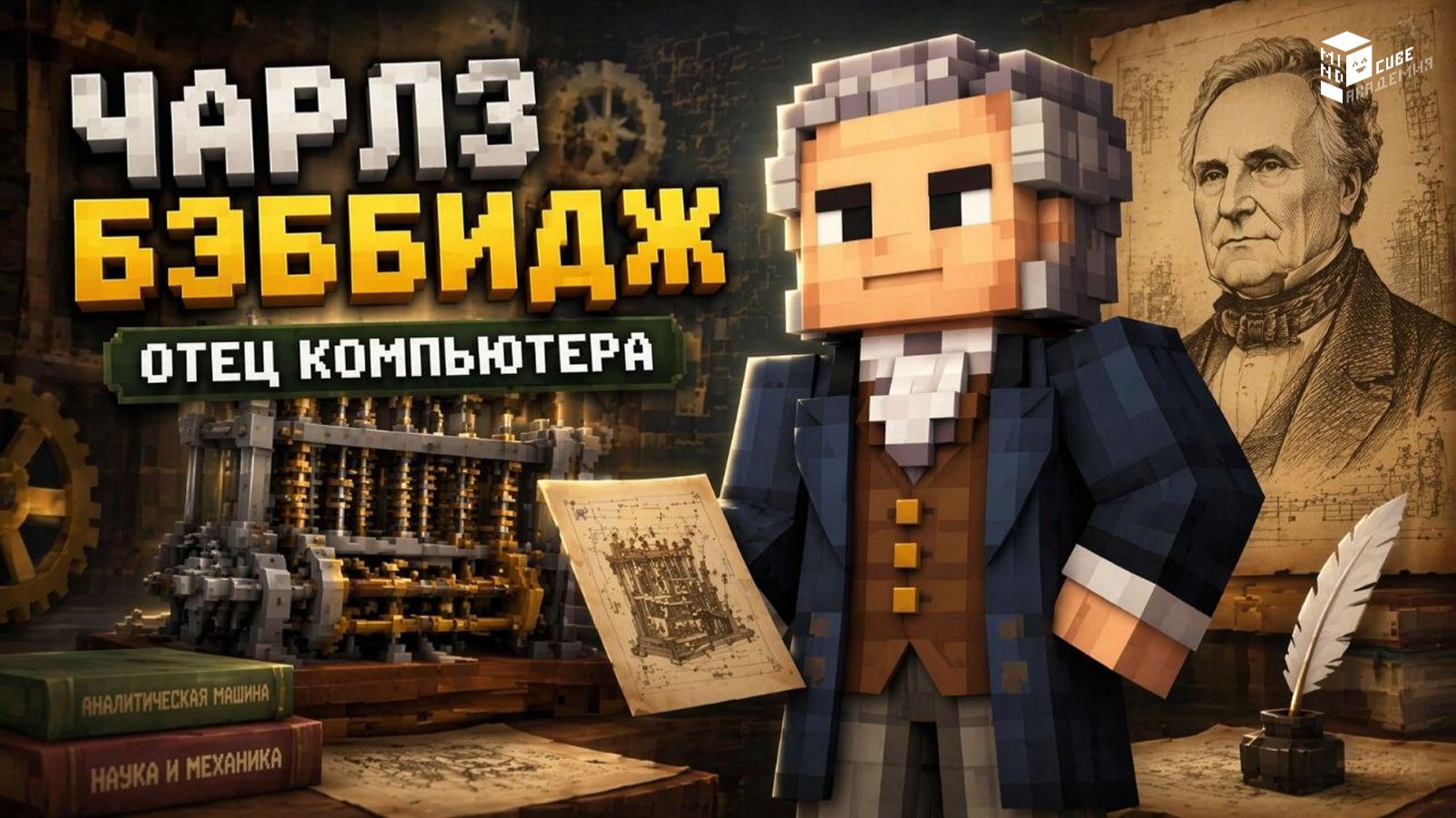 Чарлз Бэббидж: человек, придумавший первый компьютер | Лекция в Minecraft | MindCube Академия
