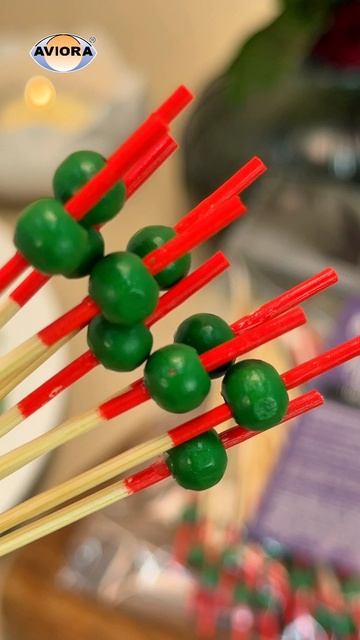 Декоративные пики из бамбука "Бусина зеленая" 90 мм AVIORA