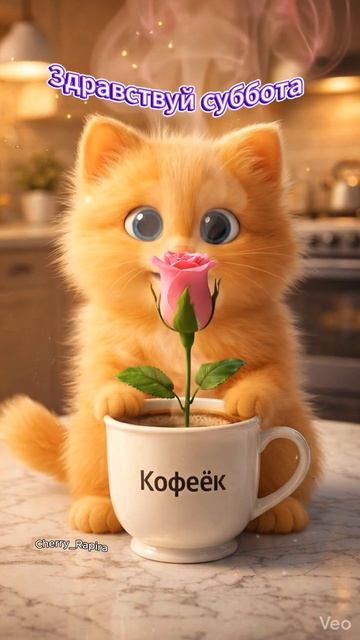 Котик плохого не посоветует ☕ #суббота #доброеутро #котики #выходные #милота