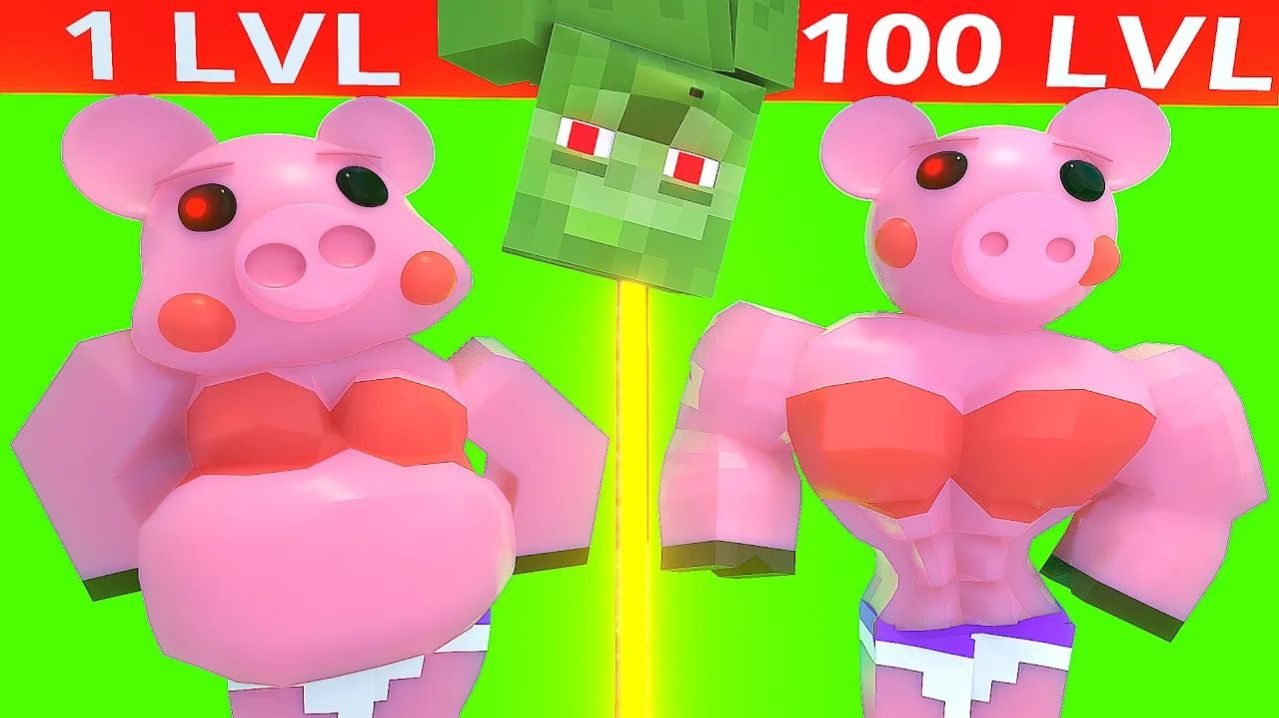Жизнь мускулов - Поросенок на 100 левле?! Майнкрафт Мультик