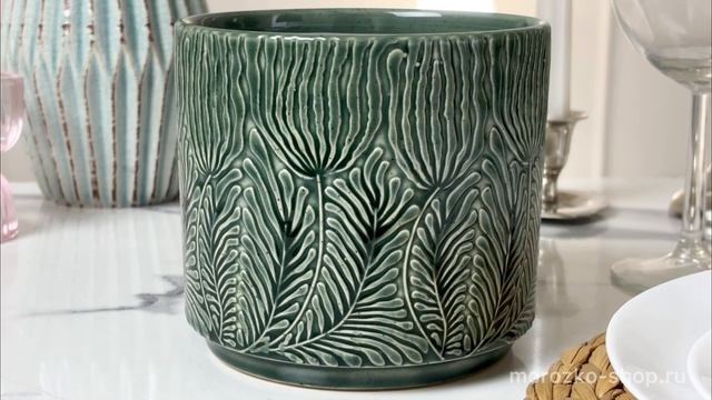 Декоративное кашпо ДЖУНГЛИ, зелёное, 12х11 см, 1179028-2