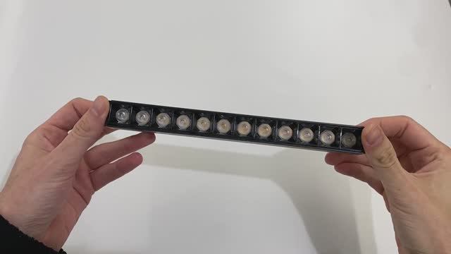 Магнитный линейный светильник 12W 48V с линзами и DIP Switch (3000K / 4000K / 6000K)