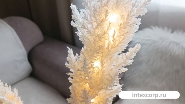 Светящаяся декоративная ветка КОРТАДЕРИЯ, кремовая, 12 тёплых белых микро LED-огней, 70 см, 485989-1