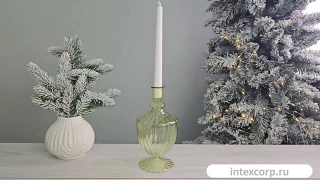 Стеклянная ваза-подсвечник СЕМИОВАЛЕ, светло-зелёная, 20 см, 106851-71