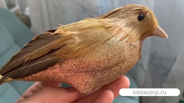 Украшение птичка ЗОЛОТАЯ АПОЛЛОНОВКА на клипсе, перо, золотая, 30 см, 521075