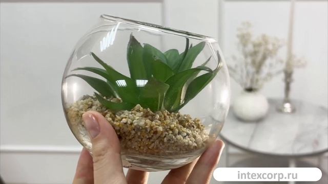 Элитное искусственное растение СУККУЛЕНТ В ВАЗОЧКЕ, 10х12 см, 1047778-1