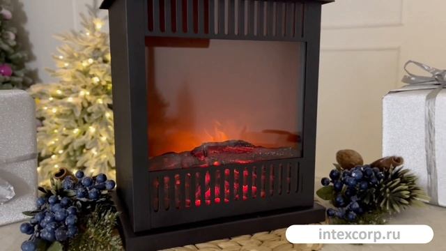 Светодиодный фонарь-камин КАМЕЛЁК, металл, чёрный, имитация пламени, 6 LED-огней, 22x35 см, 482921