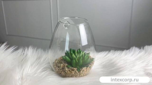 Элитное искусственное растение СУККУЛЕНТ В ВАЗОЧКЕ подвесной, 11х12 см, 1075045-2.