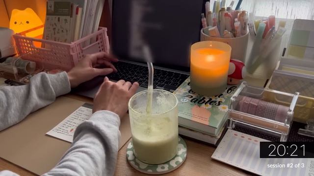 3-HR STUDY WITH ME 🌧️🍵 [Pomodoro 50 10] сozy autumn, one rainy evening, no music real time