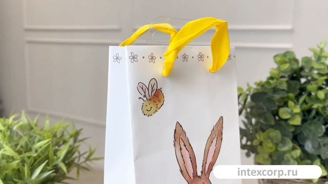 Подарочный пакет ЗАЙКА И ПЧЁЛКА, бумага, 22х10 см, 2045221