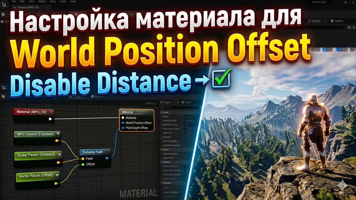 Настройка материала при использовании WorldPosition Offset Disable Distance в UE 5.