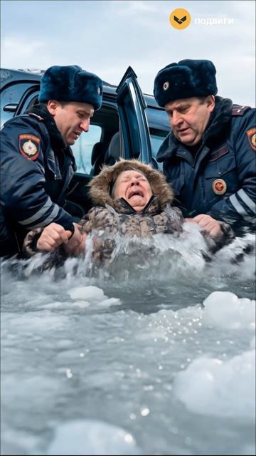 Два инспектора ДПС вытащили пенсионеров из ледяного плена