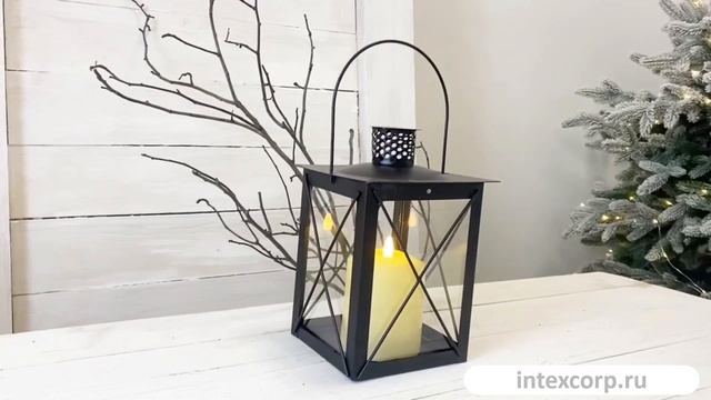 Подсвечник-фонарь МЕЛВИЛЛ, металл, стекло, 20 см, 1150178