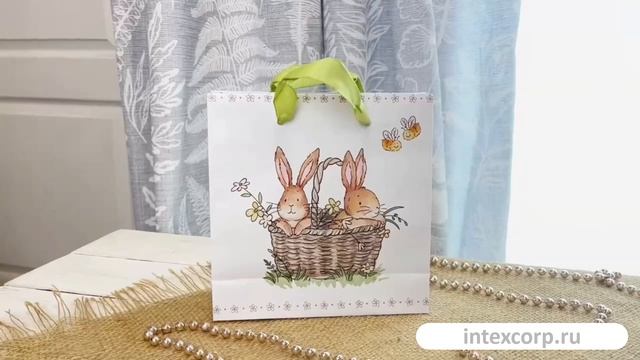 Подарочный пакет ЗАЙКИ И ПЧЁЛКИ, бумага, 17х17 см, 2045220