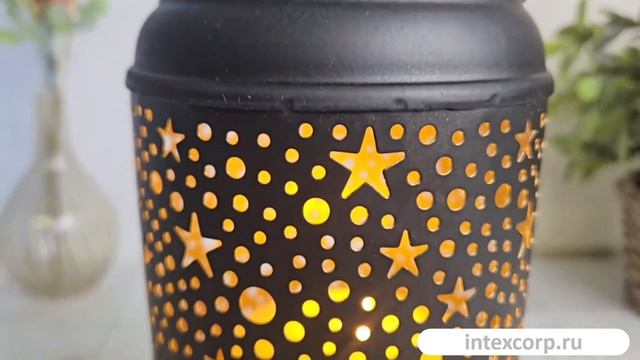 Подсвечник-фонарик СТАРДЖАР, металл, чёрный, 19 см, 380642