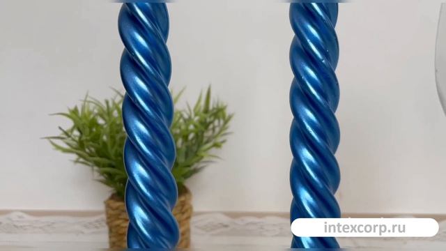 Свечи витые, синий металлик, 2.3х24.5 см (упаковка 2 шт.), 5915-свеча