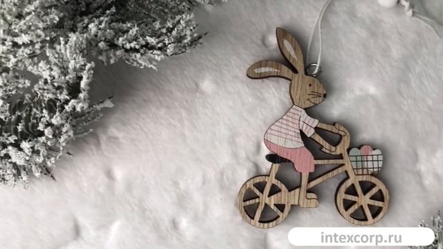 Подвесное украшение КРОЛИК-ВЕЛОСИПЕДИСТ, дерево, 9 см, 22-705-1