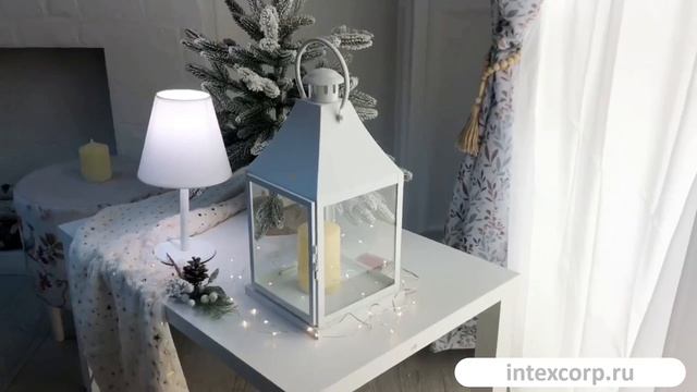 Подсвечник-фонарь КЕМПБЭЛ, металл, стекло, белый, 40 см, 1159039