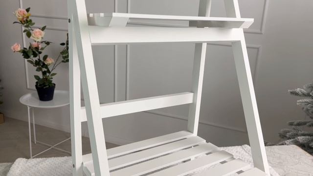 Складная подставка для цветов, этажерка ПЬЕГА, дерево, белая, 66х41 см, CC5046060