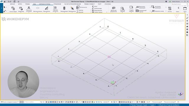 [Курс «Tekla»] Свойства вида, создание сетки осей