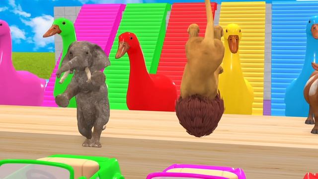 Игры на Длинной Горке: Веселые 3D Животные - Корова, Слон, Горилла, Бегемот, Тигр