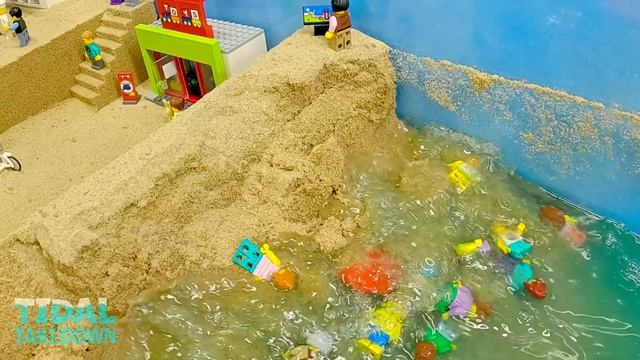 39. Sucked into Lego City Sewers - Tsunami Dam Breach Experiment