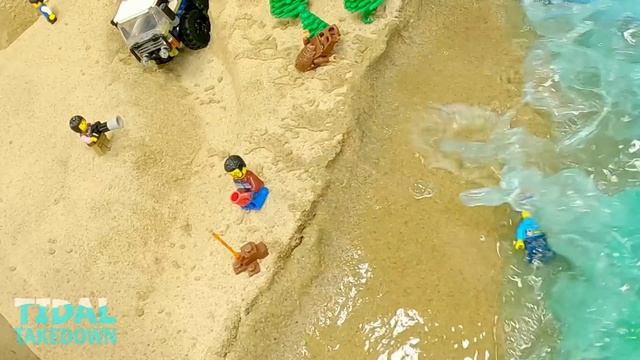 33. Trapped Cavers in a Flooded Sea Cave - LEGO Flood Disaster - Tsunami Dam Breach Experiment