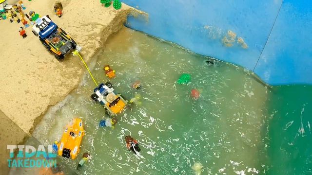 31. Trapped in a Flooded Cave - LEGO Flood Disaster - Tsunami Dam Breach Experiment