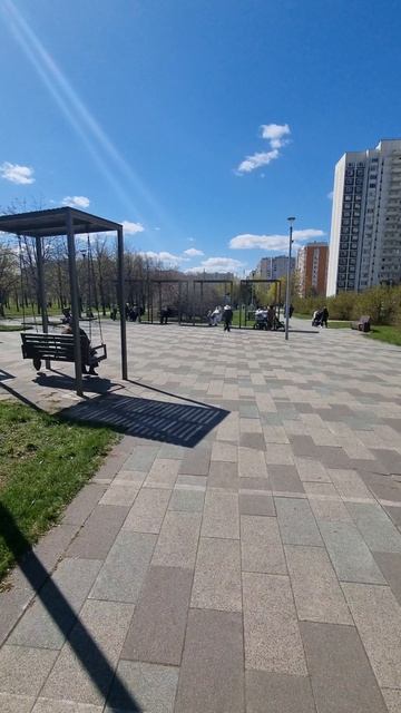Зона с качелями в Дюссельдорфском парке