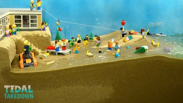 40. Crazy Party Sucked into Sinkhole  - Tsunami Lego Dam Breach Experiment