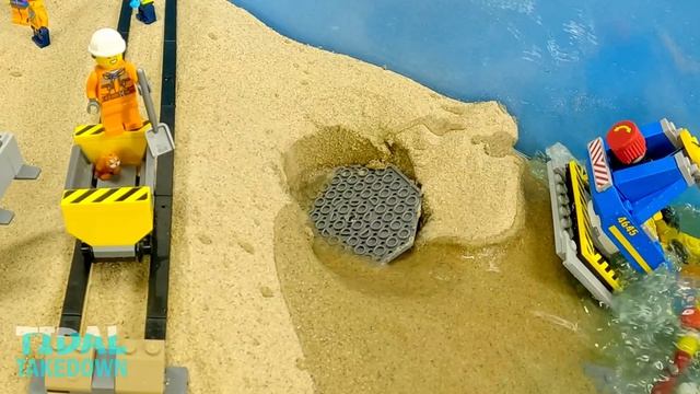 41. Miners Trapped in Flooded Mine - Tsunami Disaster - Dam Breach Experiment - Lego VS Wave Machine