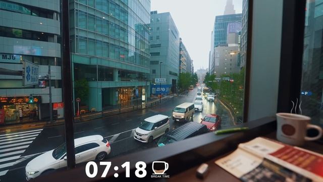 4-HOUR STUDY WITH ME🌦️   calm piano   A Rainy Day in Shinjuku, Tokyo   with countdown+alarm