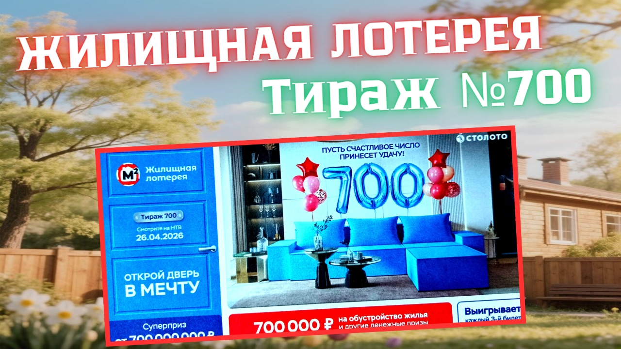 ПРОВЕРИТЬ билет ЖИЛИЩНАЯ лотерея м²., тираж №700, 26 апреля 2026 Столото!
