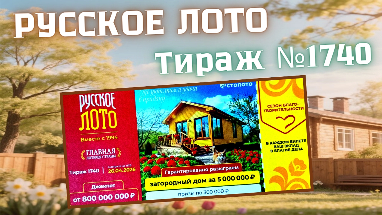 ПРОВЕРИТЬ билет лотереи РУССКОЕ ЛОТО тираж №1740 от 26 апреля 2026 Столото!