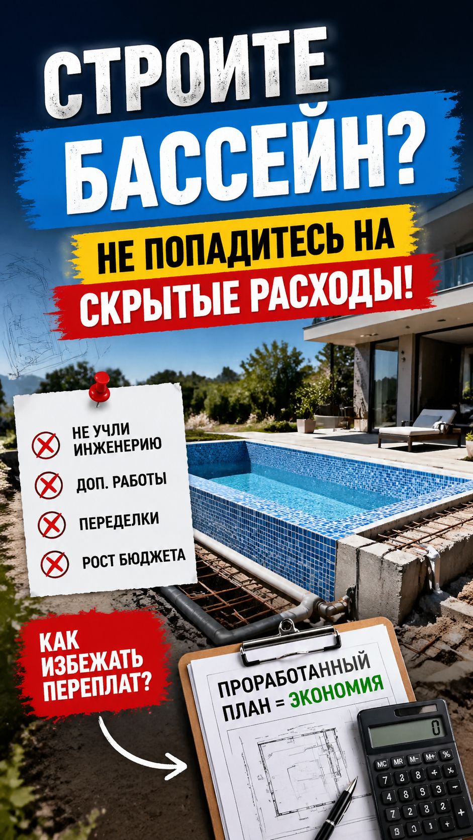 Непредвиденные расходы при строительстве бассейна