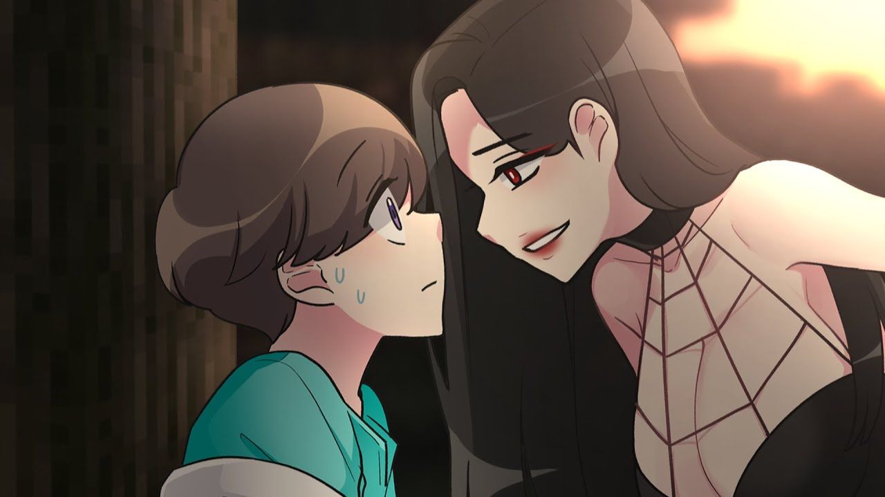 Паук против скелета Майнкрафт аниме