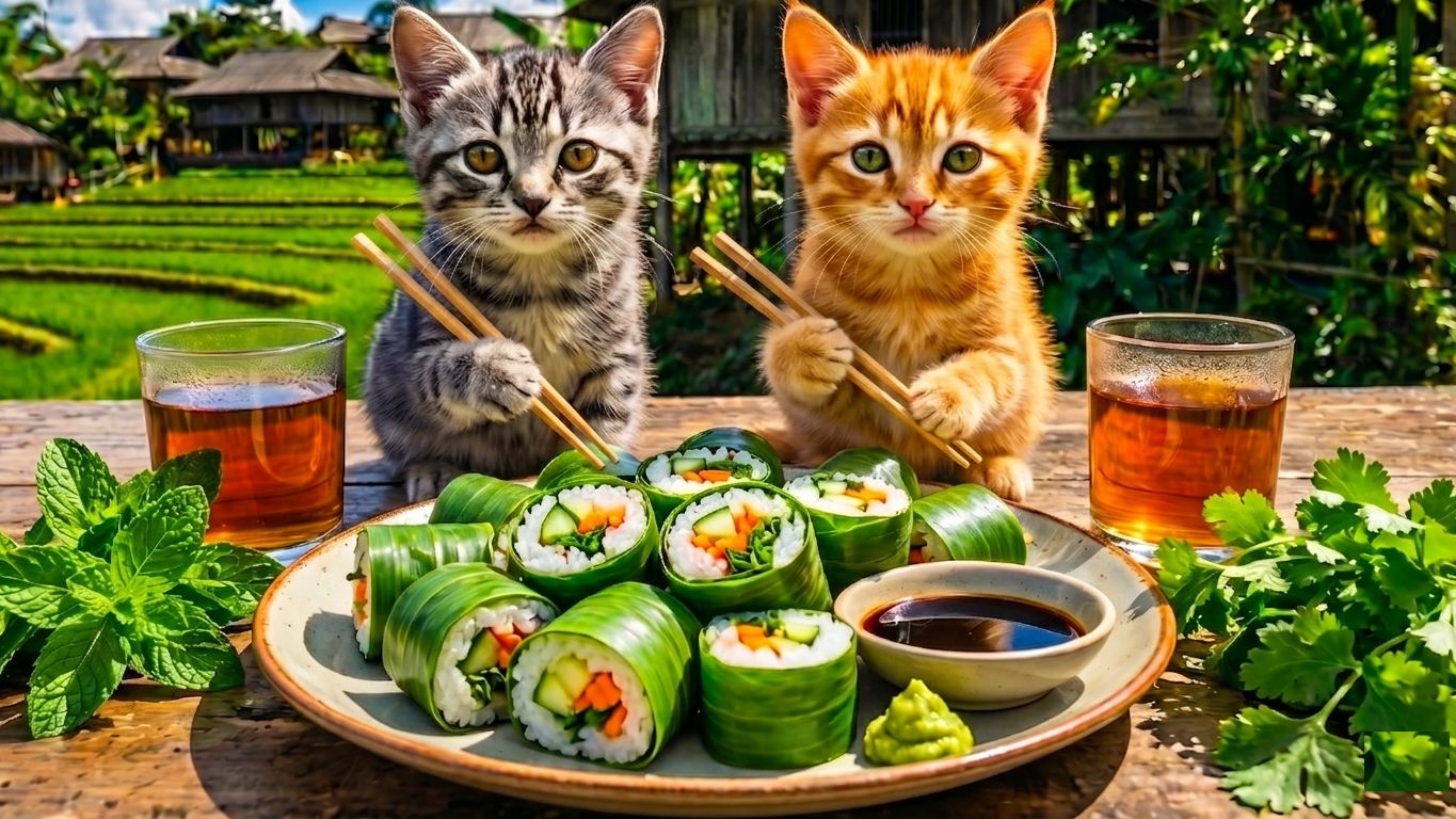 Мои Котята приготовили Роллы — японские шедевры с кошачьим акцентом! 🐱🍣
