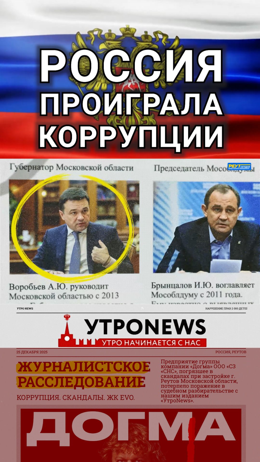 ⚡РОССИЯ ПРОИГРАЛА КОРРУПЦИИ! Расследование. Губернатор Воробьев и ЖК ЭВО. Нарушение прав в Реутове.