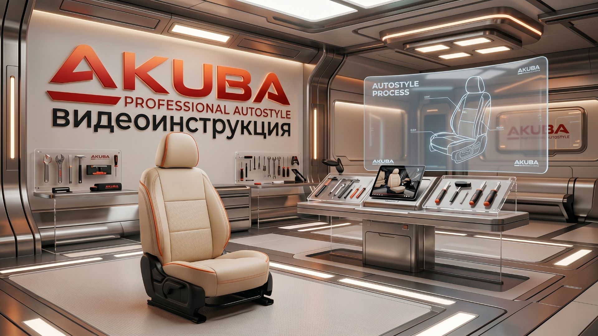 1. Установка авточехлов AKUBA. На сидение кресла первого ряда