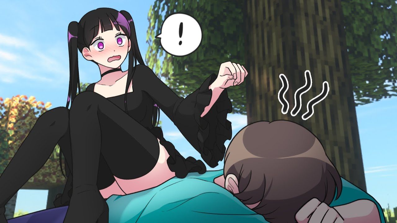 Стив и Эндерман прячутся от дождя Майнкрафт аниме