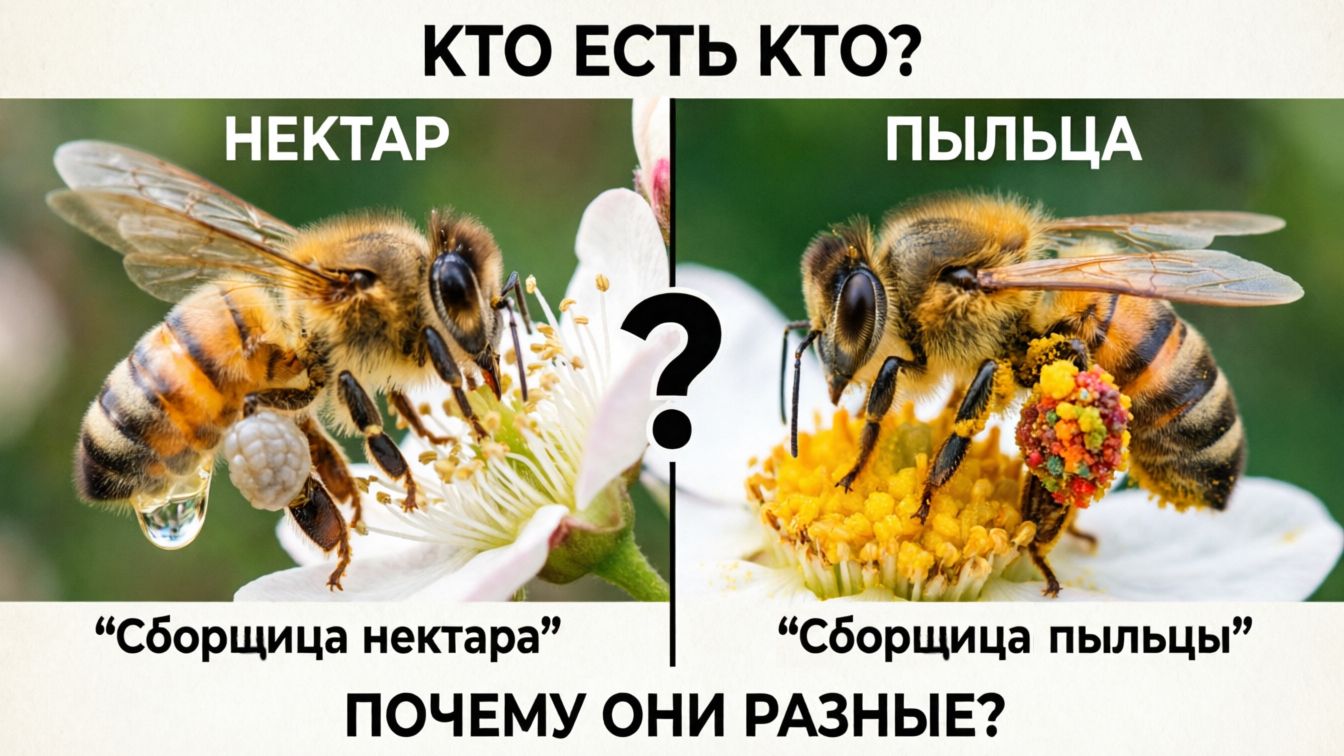 Почему одна пчела несёт нектар, а другая — пыльцу? Что управляет выбором? | Кашковский 🐝🤔