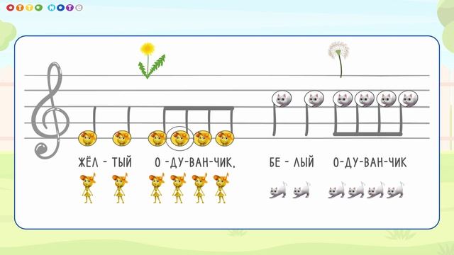 Песня про одуванчик — поём вместе с Соль! Простые движения и ноты для детей 3–6 лет