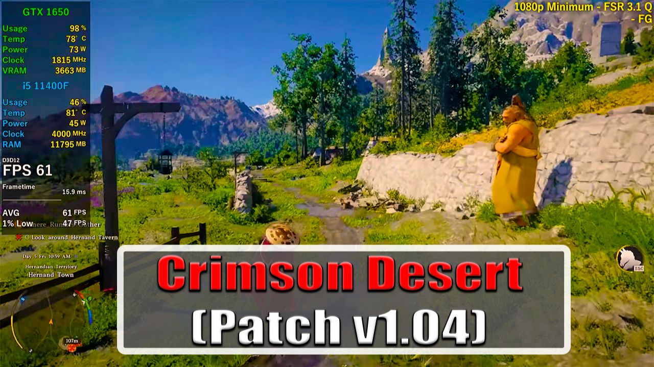 GTX 1650 + i5 11400F @ 4.40GHz - Crimson Desert (Patch v1.04)