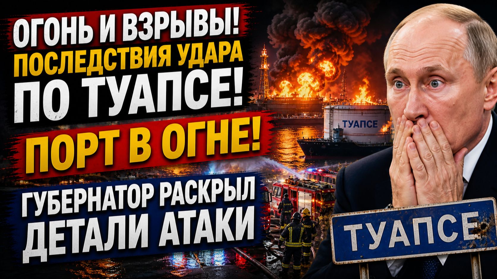 ОГОНЬ И ВЗРЫВЫ! Последствия удара по Туапсе! ПОРТ В ОГНЕ! Губернатор раскрыл детали атаки.