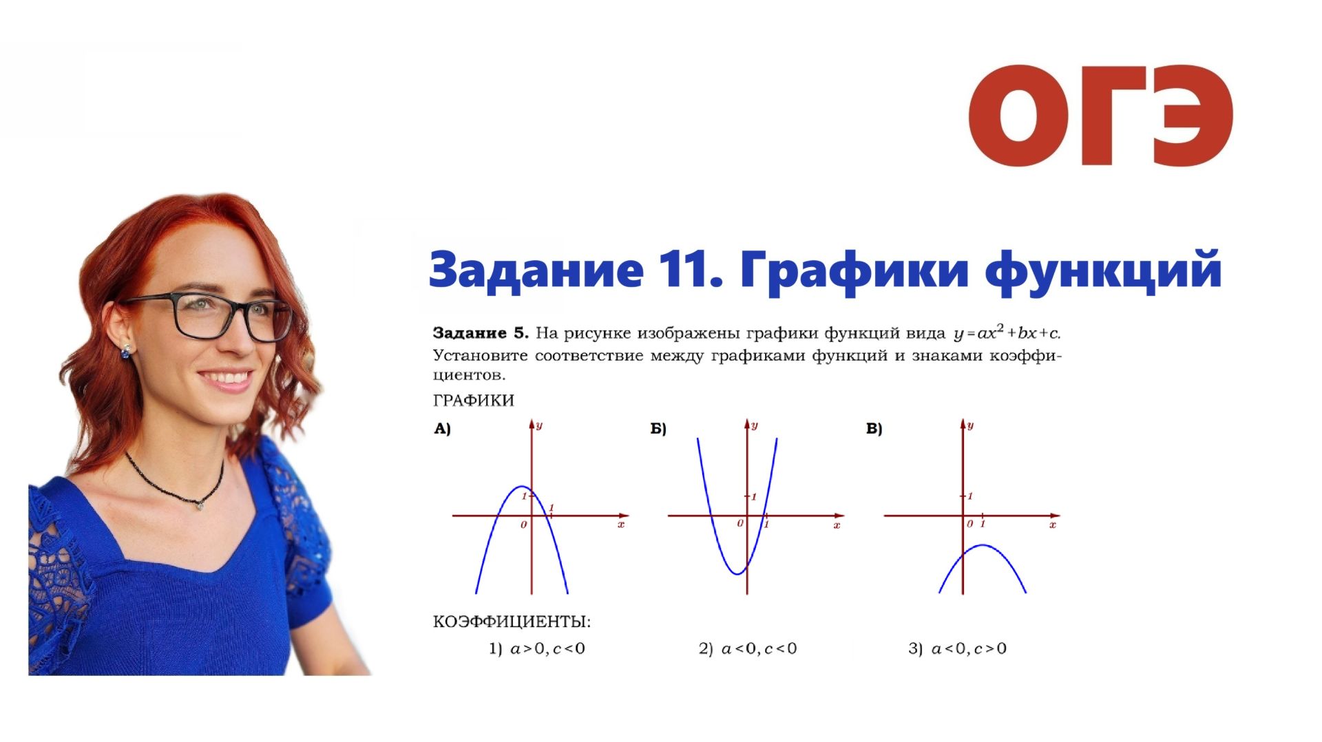 ОГЭ 2026. Задание 11. Графики функций. Урок 5. Различаем квадратичную функцию (параболу)