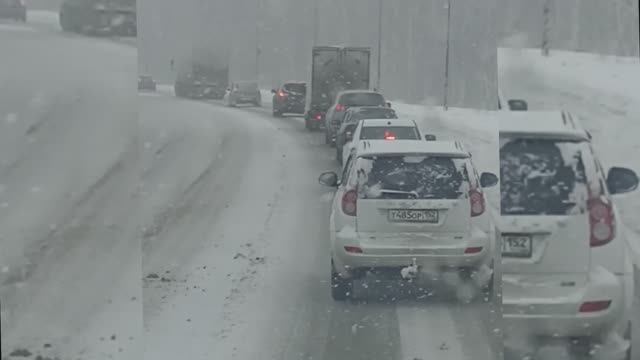 Зима дальнобойной Плотное движение