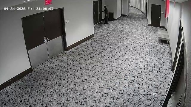 The video also shows Allen casing the area in the Hilton Hotel the day before the attack.