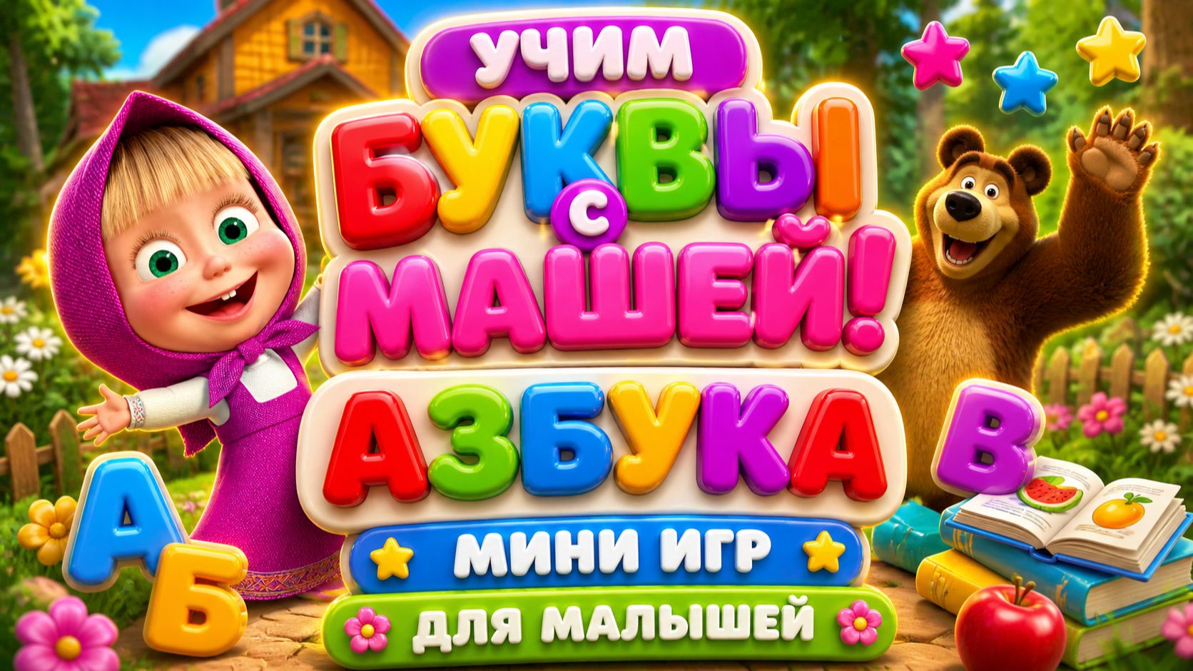 Учим буквы с Машей! 🔤 Азбука мини игр для малышей 🎮 Развивающий мультфильм